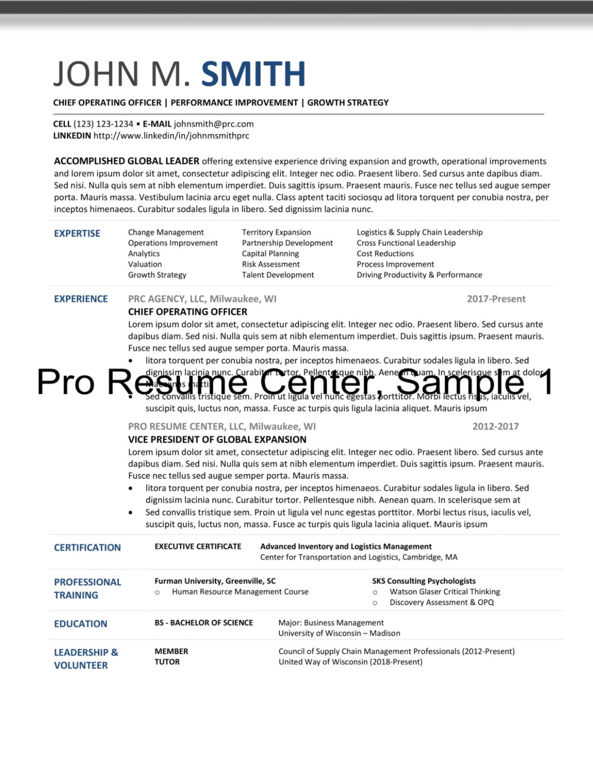 Resume Sample Gallery - Pro Resume Center